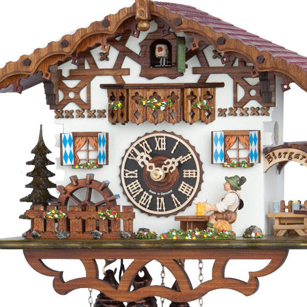 1-day musical (playing 'Edelweiss') chalet cuckoo clock with moving be ...