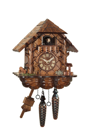 Carved 1-day Hunting Dogs cuckoo clock 29cm by August Schwer - Cuckoo ...