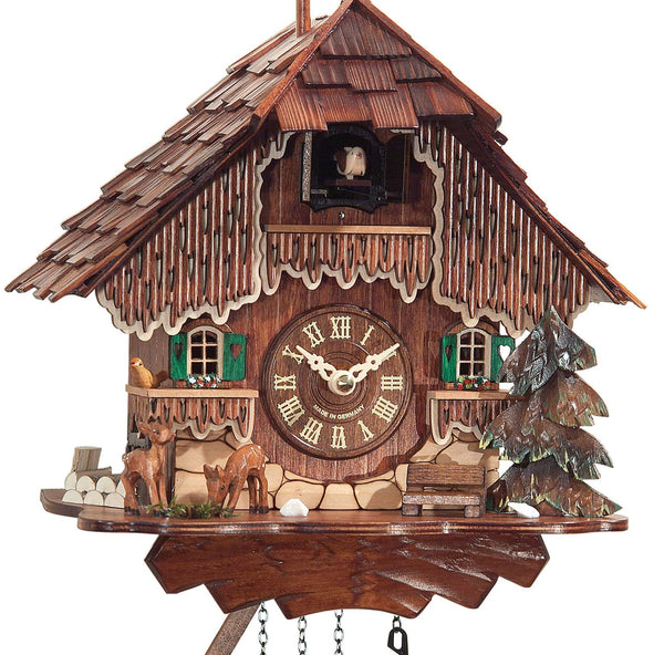 Chalet-style Black Forest battery-powered cuckoo clock with two deer 3 ...