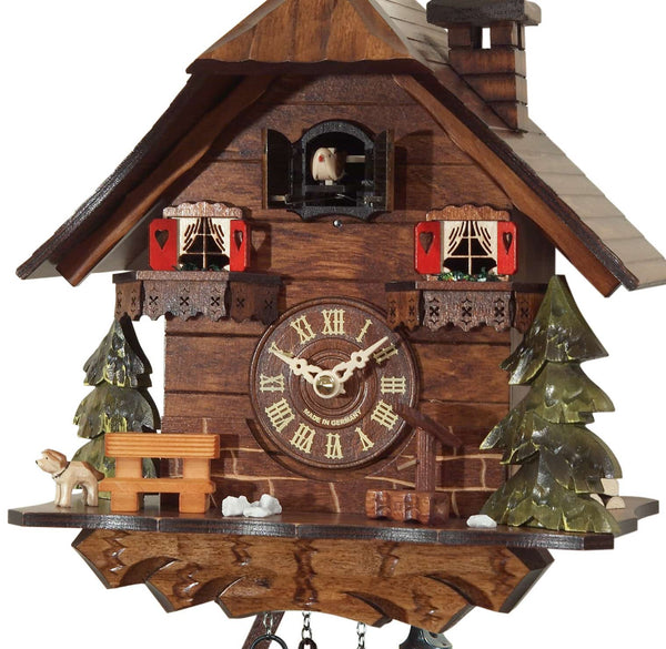 Chalet-style Black Forest battery-powered cuckoo clock with dog 25.5 c ...