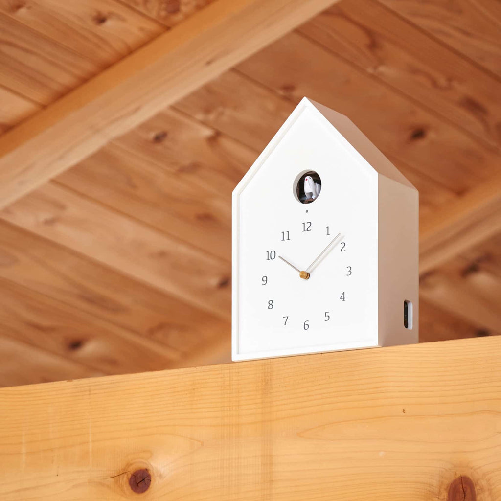 'Birdhouse' Table/Wall Cuckoo Clock (White) by Lemnos - Cuckoo Collections