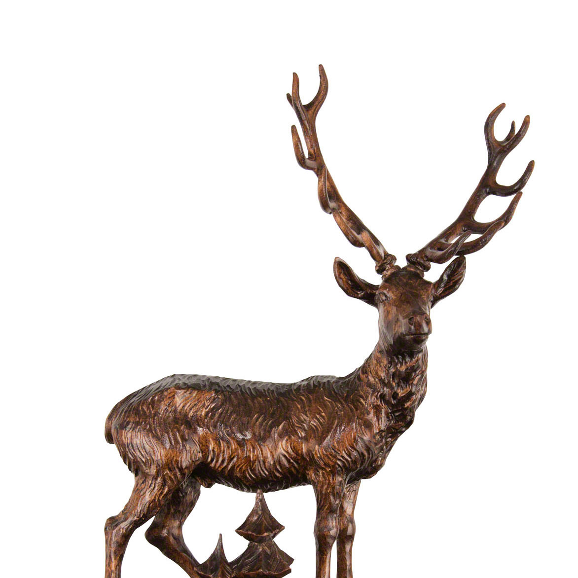 Carved 8-day hunting style musical cuckoo clock with large stag, ibex ...