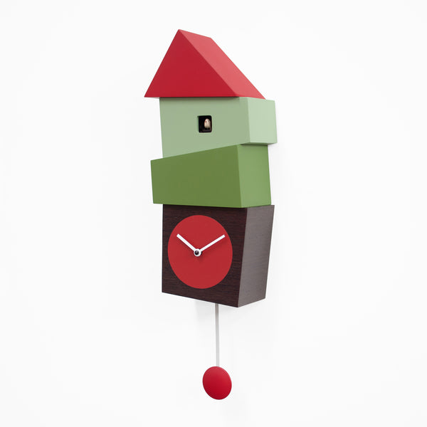'Crooked' Cuckoo Clock (dark wood and red-green) by Progetti - Cuckoo ...