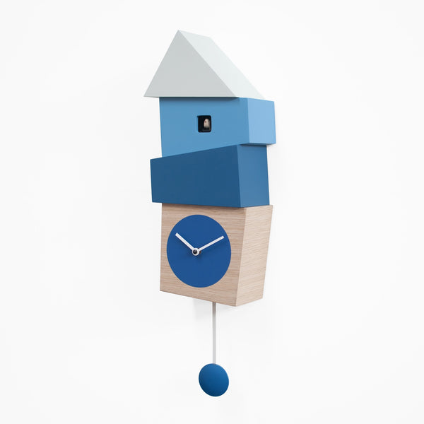 'Crooked' Cuckoo Clock (Light wood and blue) by Progetti - Cuckoo ...