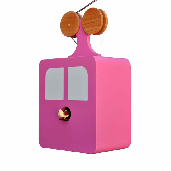 'Cucu Funivia' Cuckoo Clock (Pink) by Pirondini - Cuckoo Collections